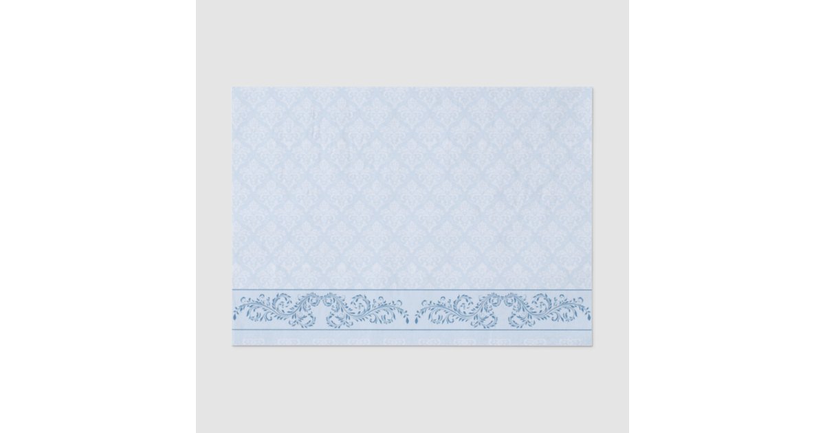 Wrapping Tissue - Icy Blue Damask Tissue Paper | Zazzle