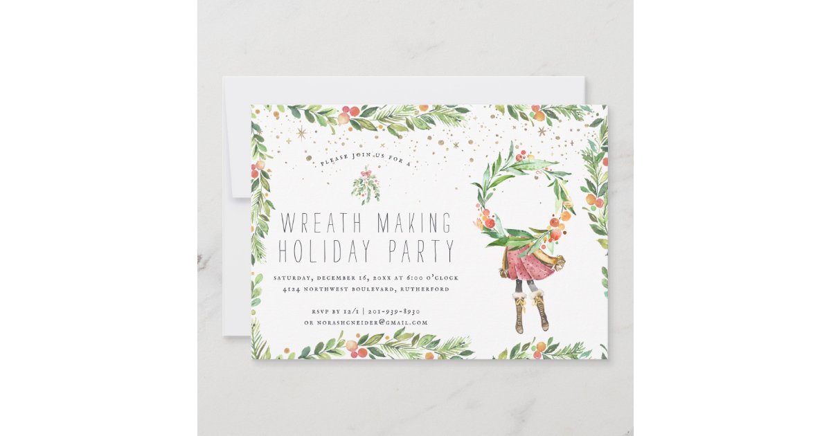 Wreath Making | Holiday Party Invitation | Zazzle.com