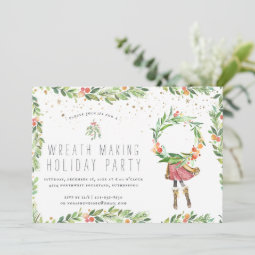 Wreath Making | Holiday Party Invitation | Zazzle