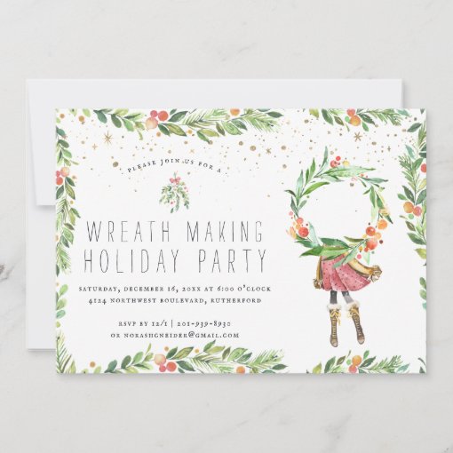 Wreath Making | Holiday Party Invitation | Zazzle