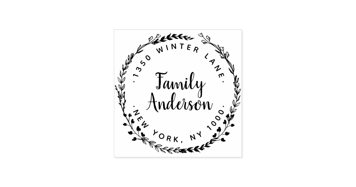 Wreath Return Address Rubber Stamp | Zazzle