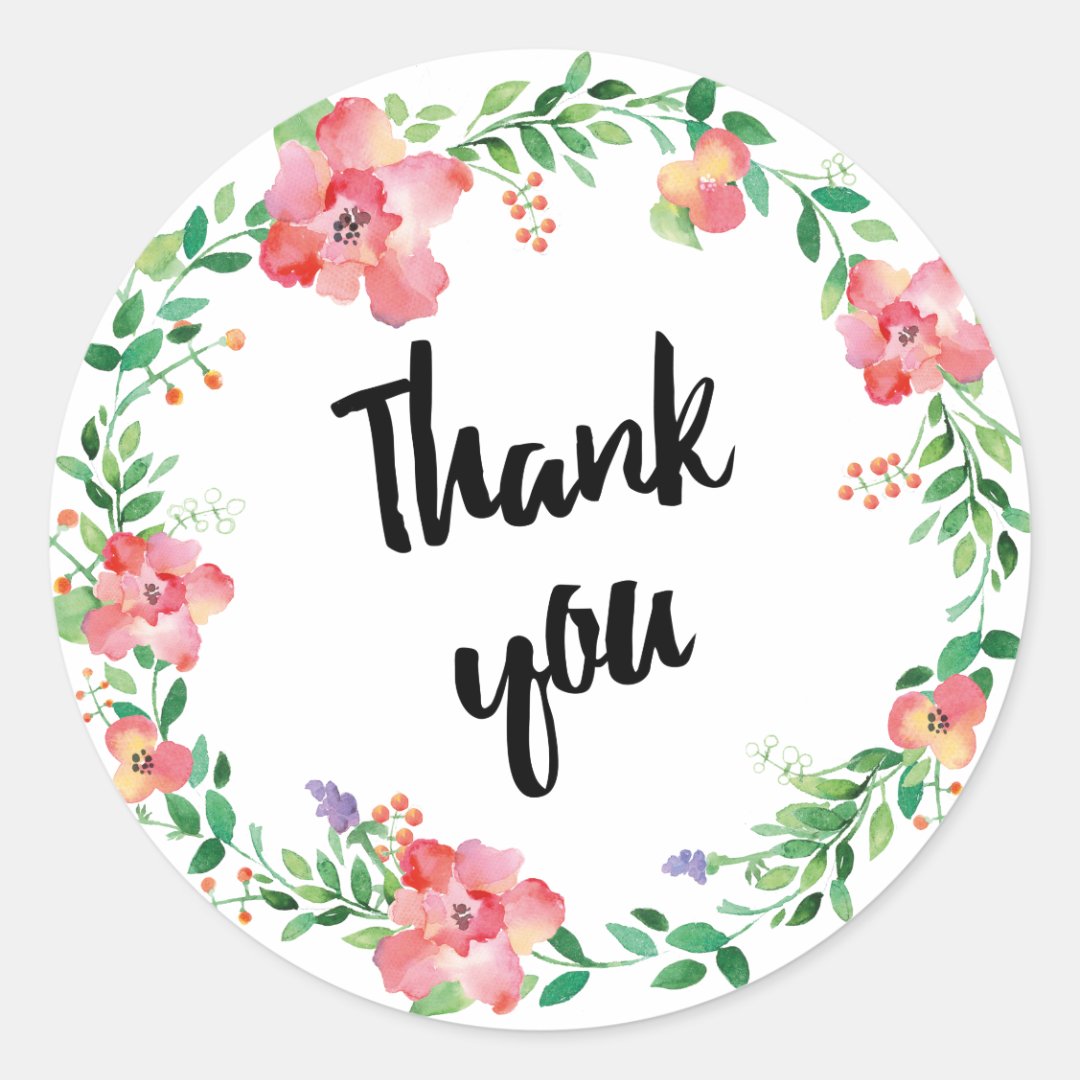 Wreath watercolors flowers classic round sticker | Zazzle