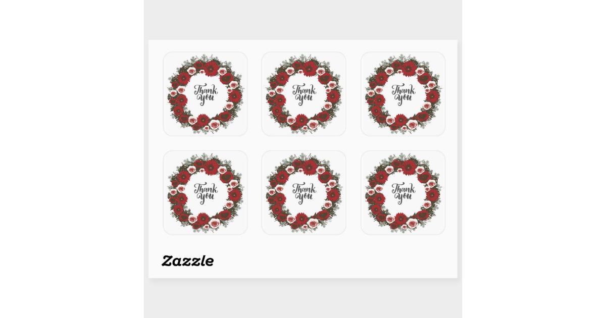 Wreath Wedding Flowers Floral Arrangement Postage Square Sticker | Zazzle