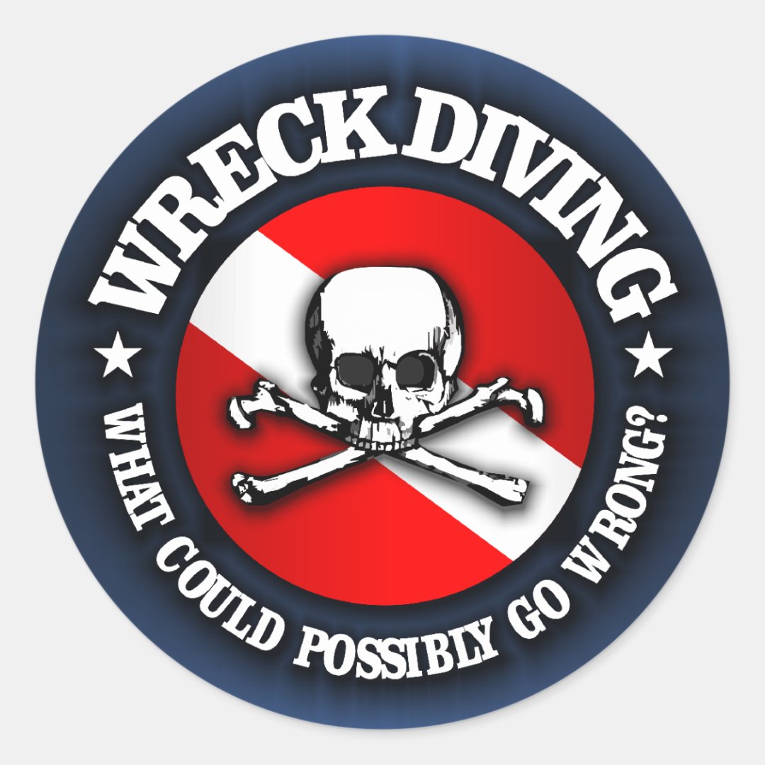 Wreck Diving (Skull) Classic Round Sticker | Zazzle