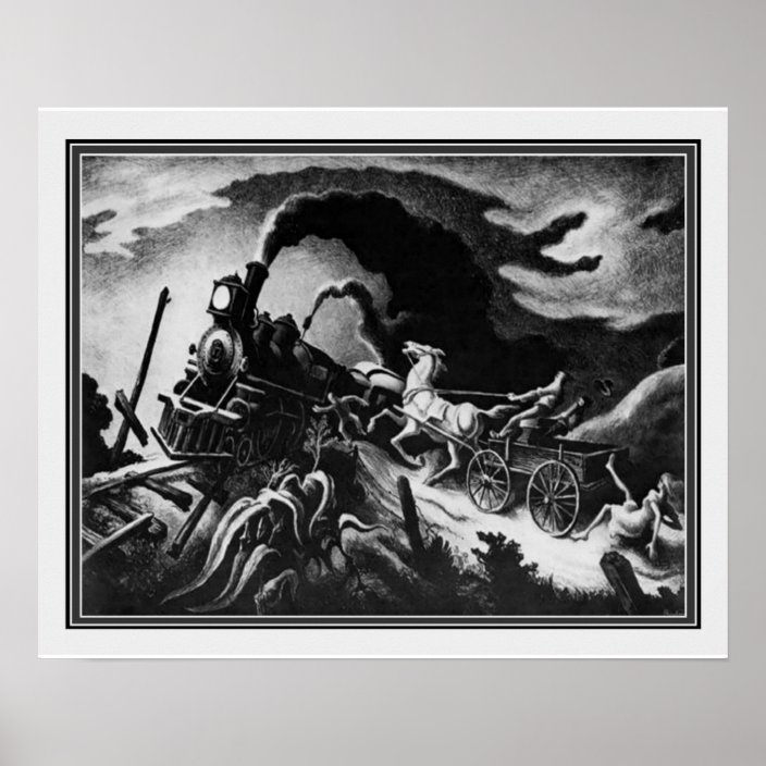 "Wreck of the Old '97" by Thomas Hart Benton 16x20 Poster | Zazzle
