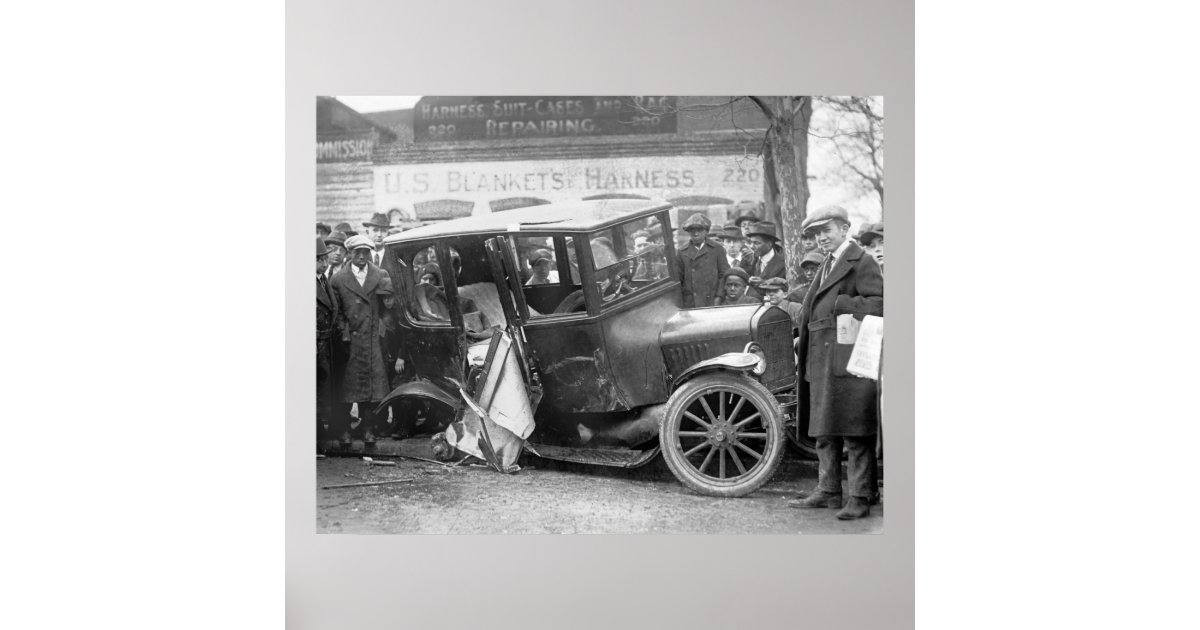 Wrecked Antique Car, 1920s Poster | Zazzle