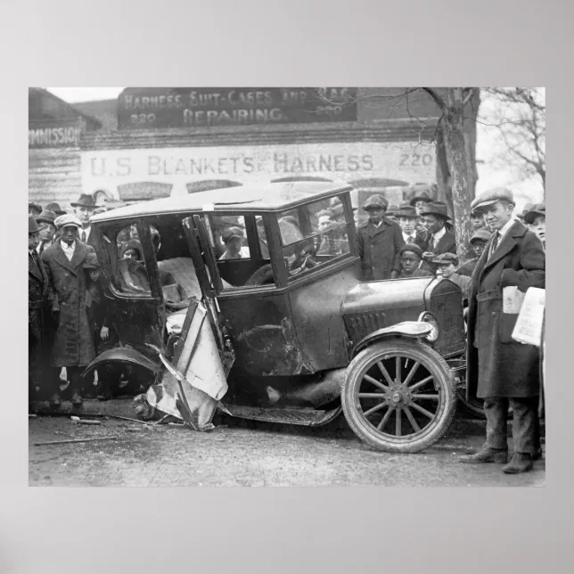 Wrecked Antique Car, 1920s Poster | Zazzle