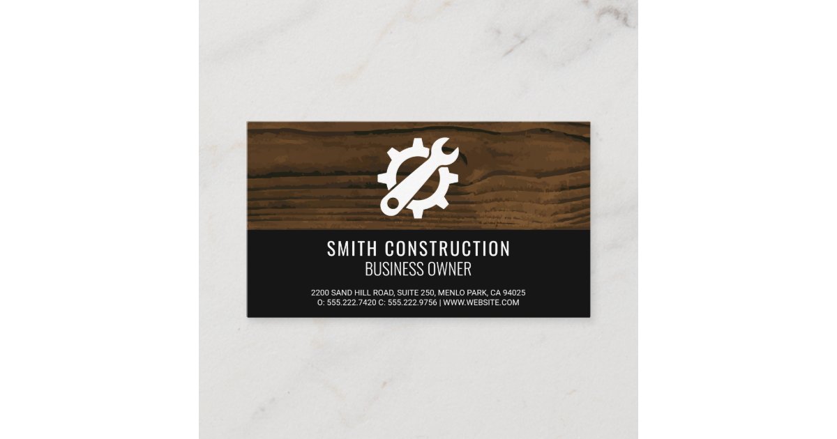 Wrench Gear Logo | Wood Business Card | Zazzle