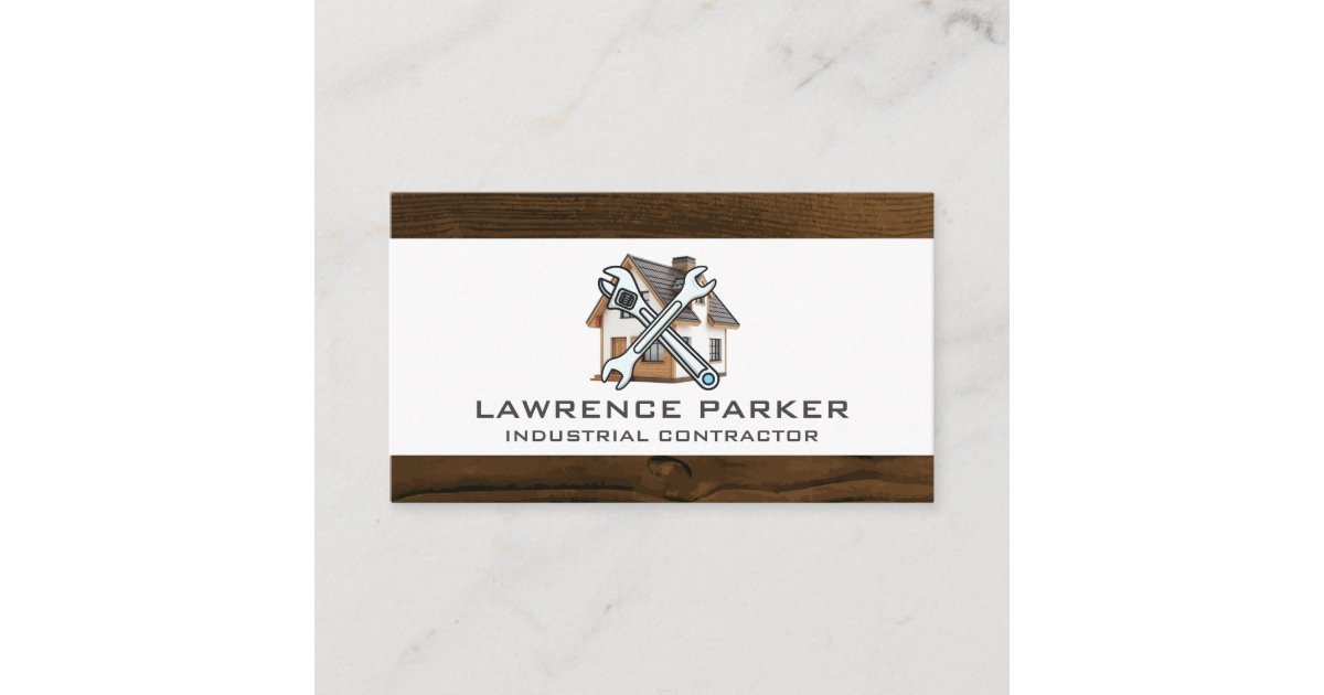 Wrench Home Logo | Wood Trim Business Card | Zazzle
