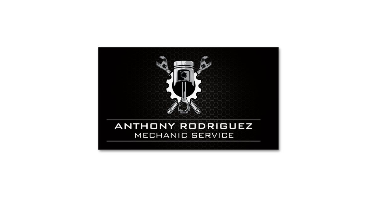 Wrenches Gear and Piston | Auto Mechanic Business Card Magnet | Zazzle