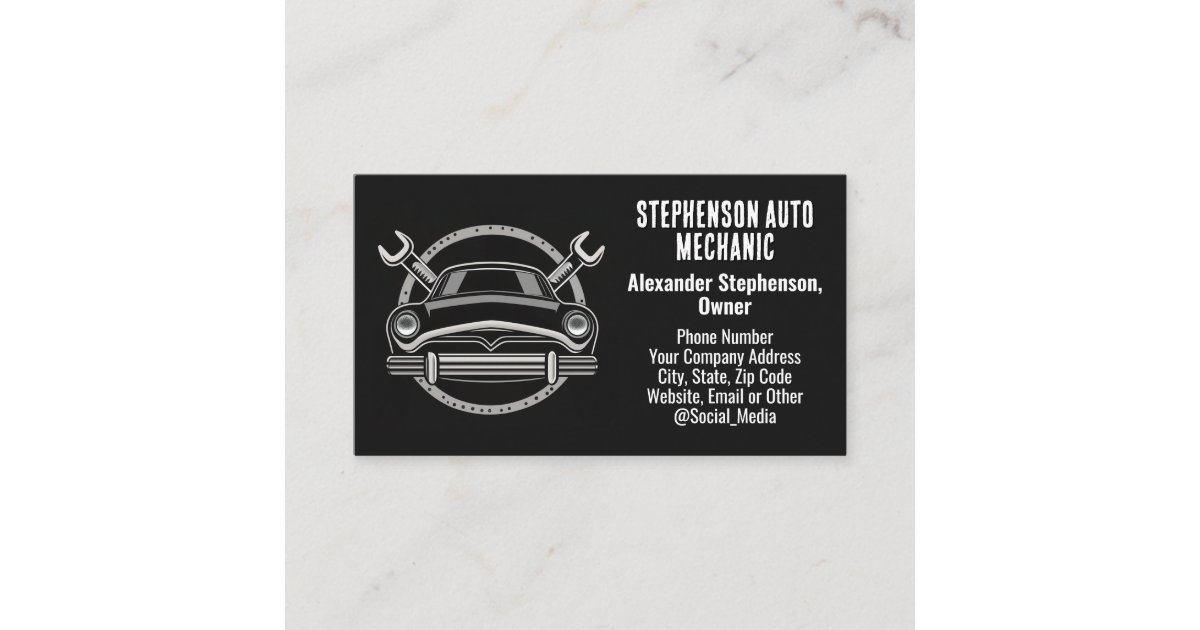 Wrenches Vintage Car Auto Mechanic Business Card | Zazzle
