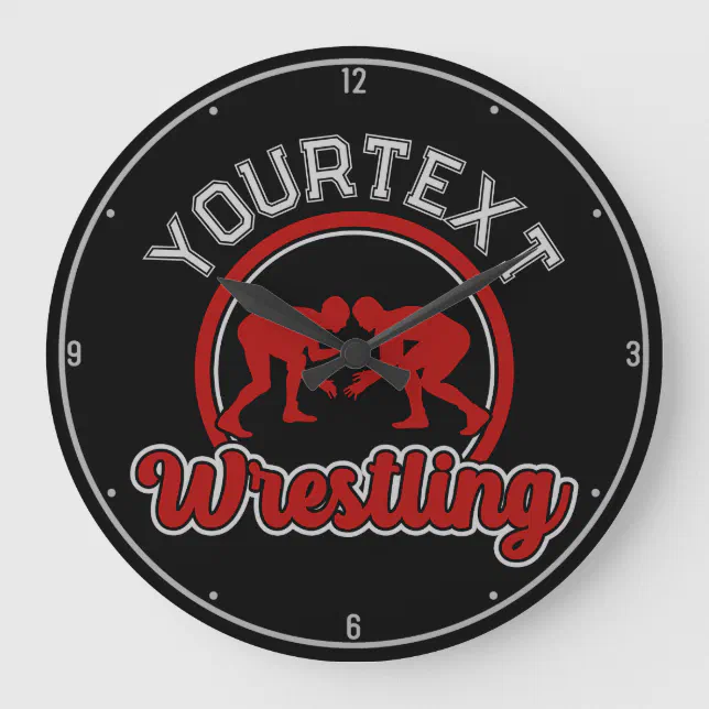 Wrestling ADD NAME Grapple Champion Team Player Large Clock | Zazzle