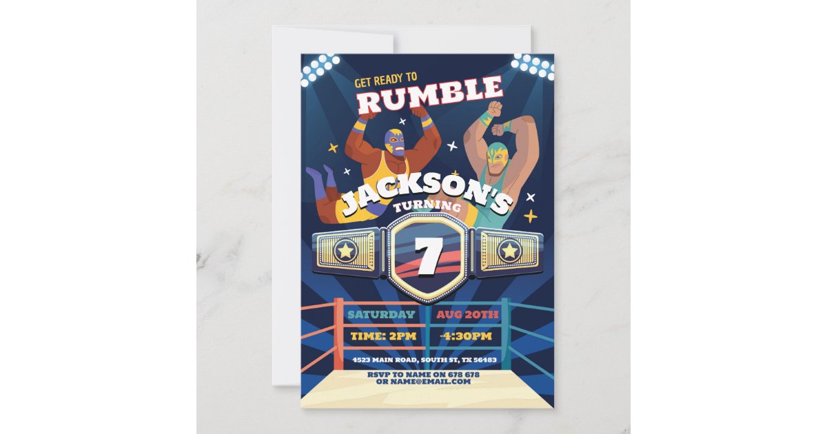 Wrestling Birthday Wrestle Ring Fighting Ring Invitation | Zazzle