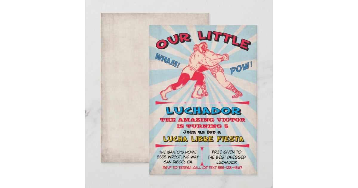 Wrestling Lucha Libre Birthday Fiesta Party Invitation | Zazzle