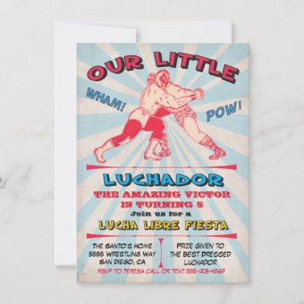 Wrestling Lucha Libre Birthday Fiesta Party Invitation | Zazzle