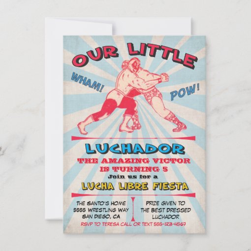 Wrestling Lucha Libre Birthday Fiesta Party Invitation | Zazzle