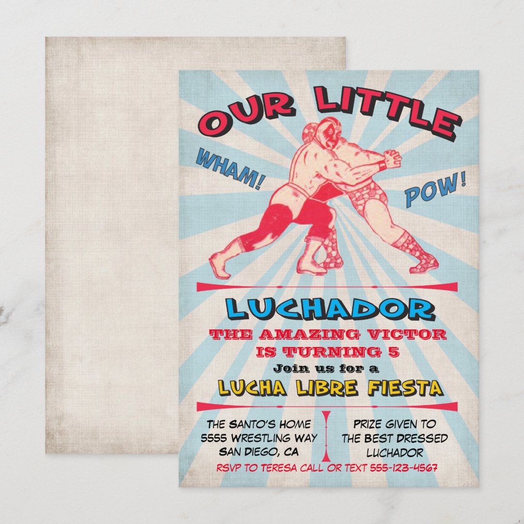 Wrestling Lucha Libre Birthday Fiesta Party Invitation | Zazzle