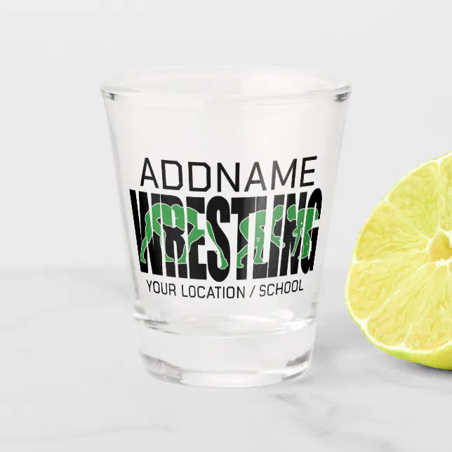 Wrestling Team ADD TEXT School Varsity Wrestler Shot Glass | Zazzle