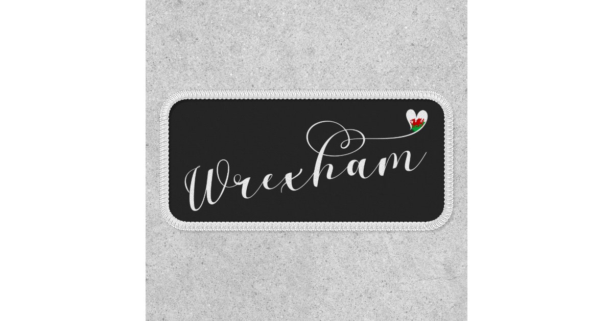 Wrexham Script Font, Welsh Flag In Heart Patch | Zazzle