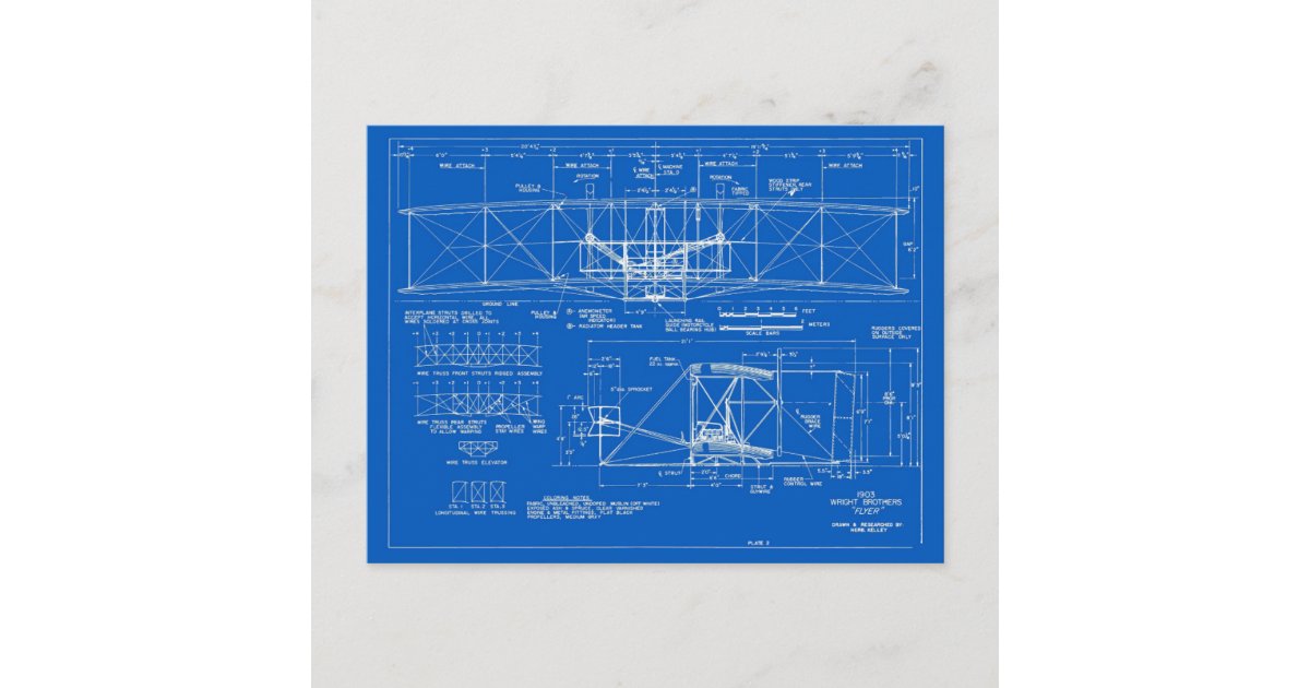 Wright Bros. "Flyer" Blueprint 1903 Postcard | Zazzle