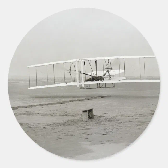 Wright Brothers Flyer First Plane Flight Aviation Classic Round Sticker ...