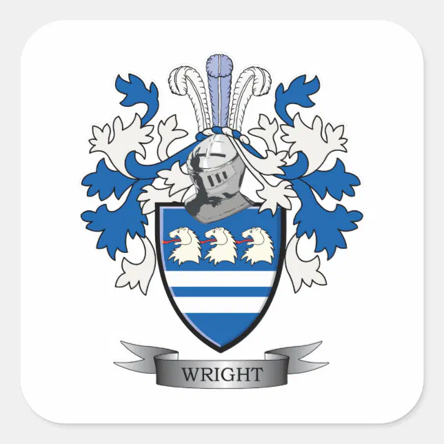 Wright Coat of Arms Square Sticker | Zazzle