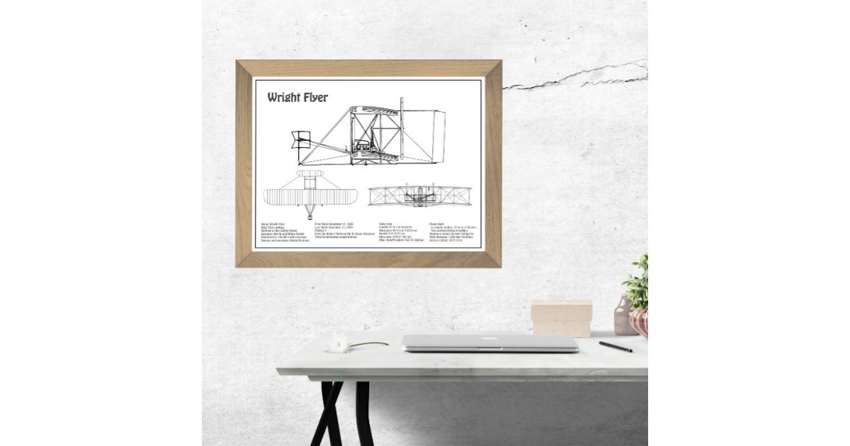 Wright Flyer- Airplane Blueprint Drawing Plans BD Photo Print | Zazzle