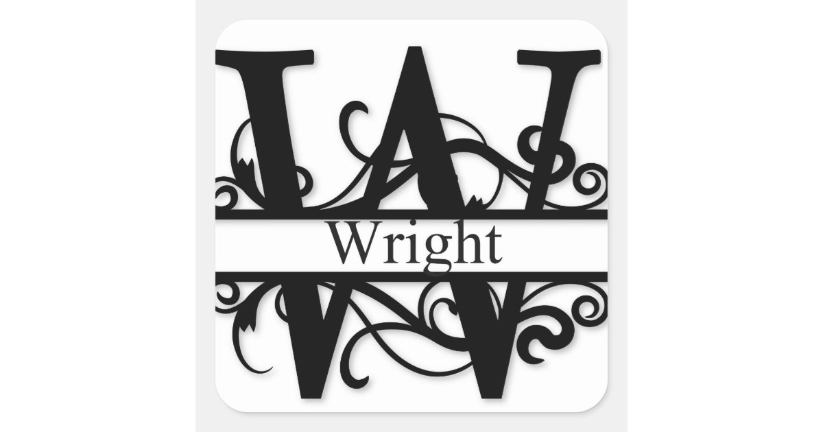 Wright Monogram Square Sticker | Zazzle