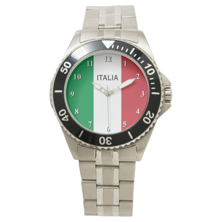 Wrist watch for men with flag of Italy | Zazzle