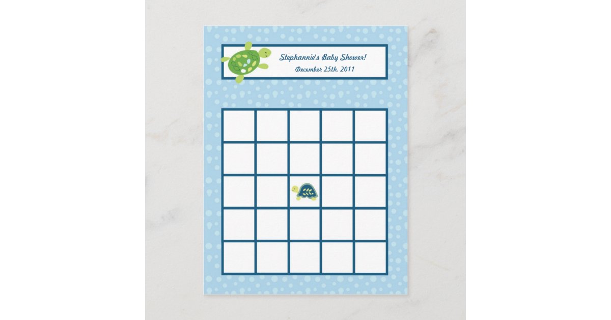 Writable Bingo Card Turtle Reef Ocean Sea Turtle | Zazzle