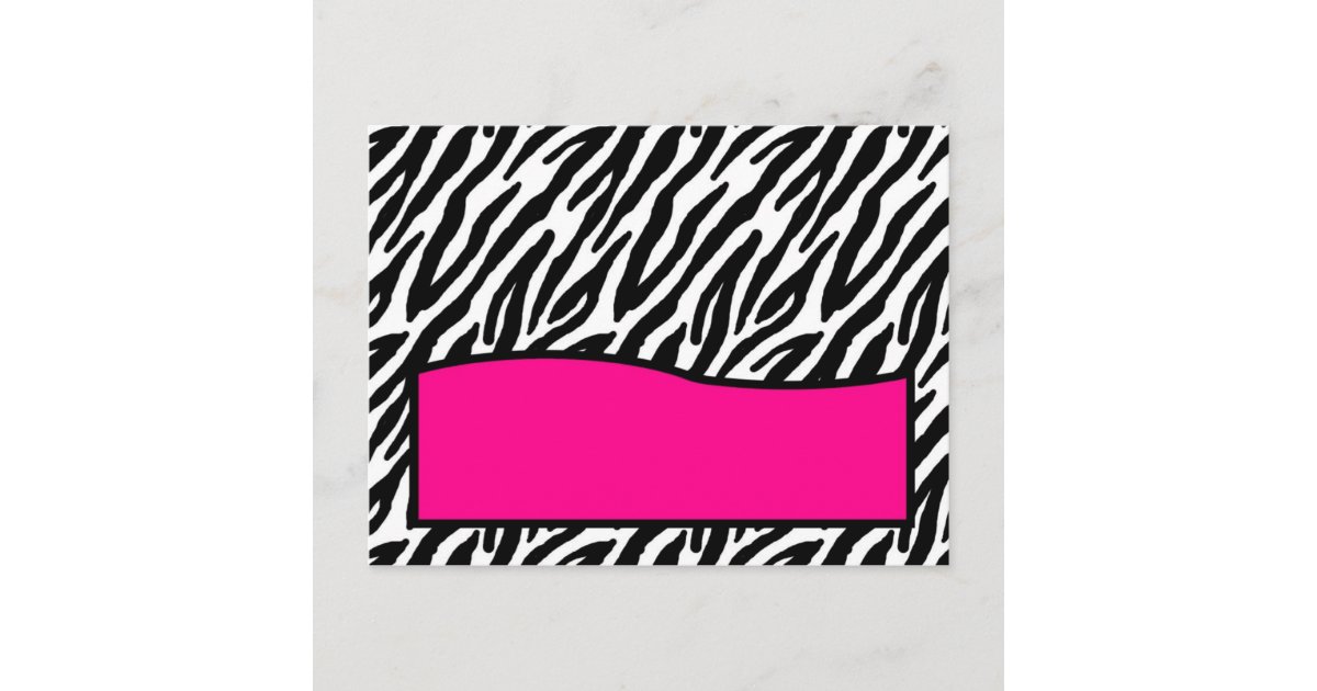 Writable Place Card Hot Pink Zebra Print | Zazzle