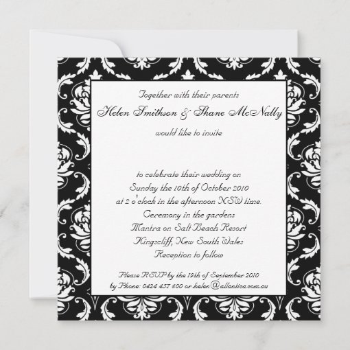 Write Guest's Name on Damask Wedding invitation | Zazzle