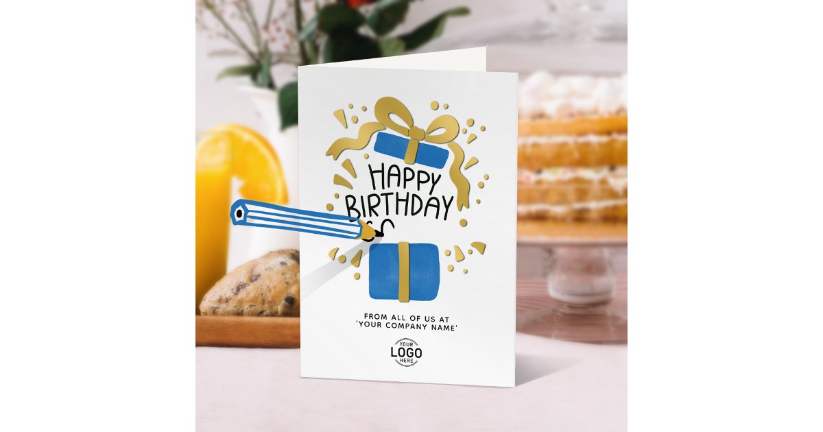 Write Name With Logo Cute Fun Business Birthday Card | Zazzle