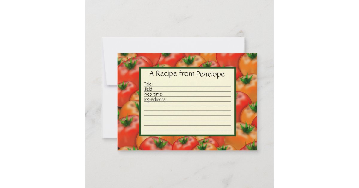 Write on Recipe Card Juicy Tomato Pattern | Zazzle