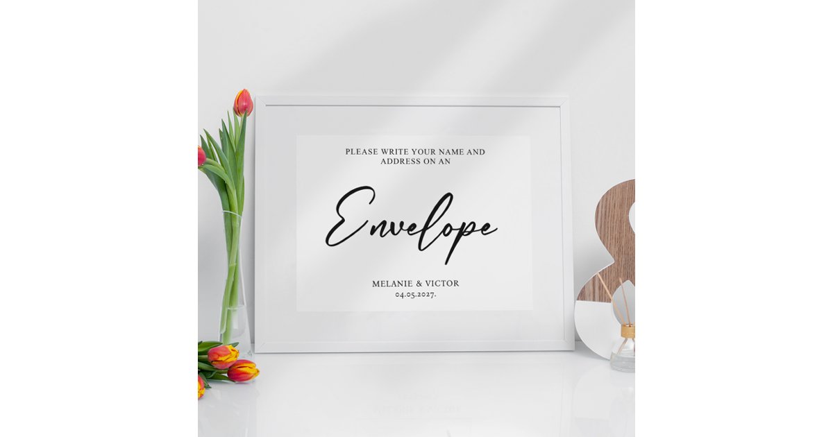 Write your Address on Envelope Wedding Sign Poster | Zazzle