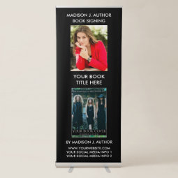Writer Author Book Cover | Author Photo Blk Retractable Banner | Zazzle