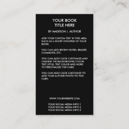 Writer Author Book Cover Promotion Business Card | Zazzle
