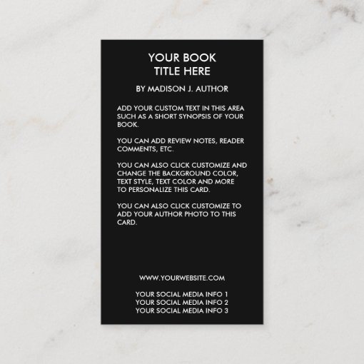 Writer Author Book Cover Promotion Business Card | Zazzle