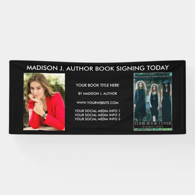 Writer Author Book Photo Black or Pick Color Banner | Zazzle