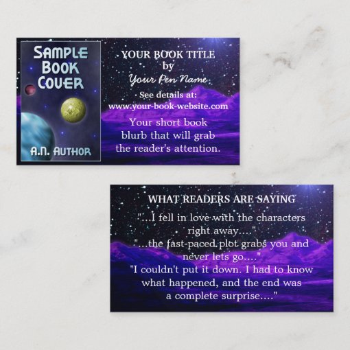 Writer Author Book Promotion Space Science-Fiction Business Card | Zazzle