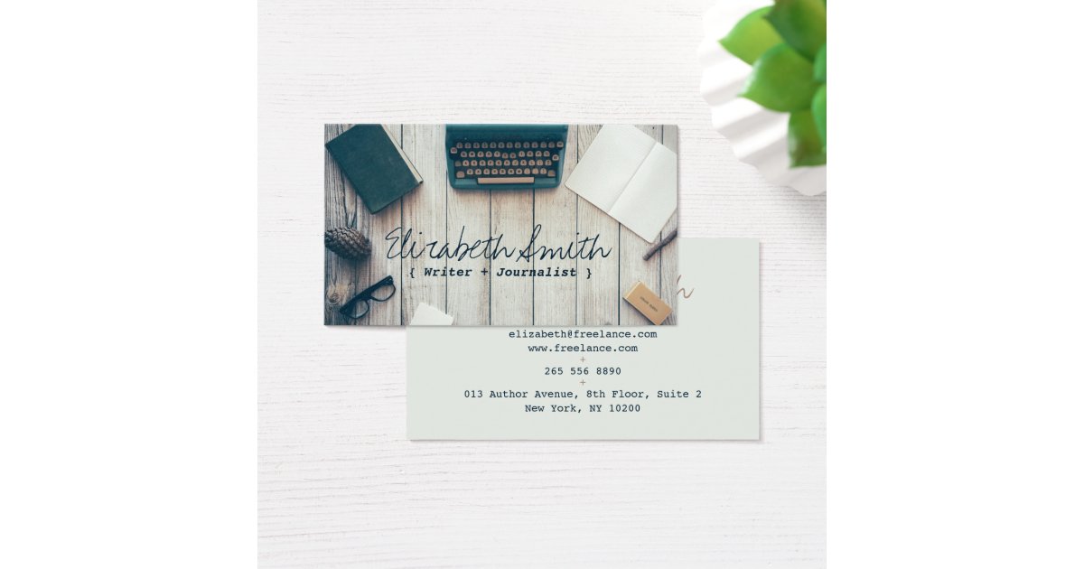Writer author cool vintage typewriter professional business card | Zazzle