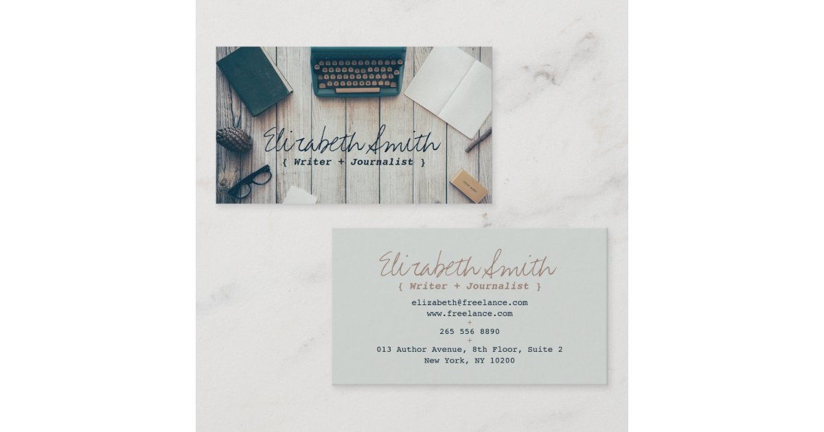Writer author cool vintage typewriter professional business card | Zazzle