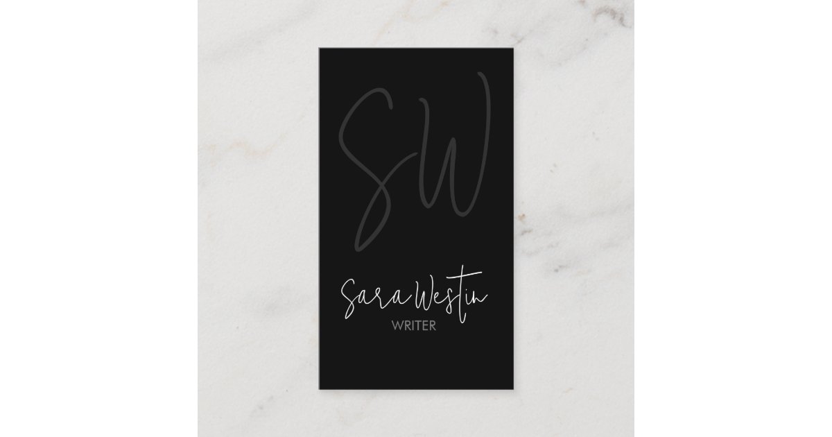 Writer Author Cursive Monogram Business Card | Zazzle