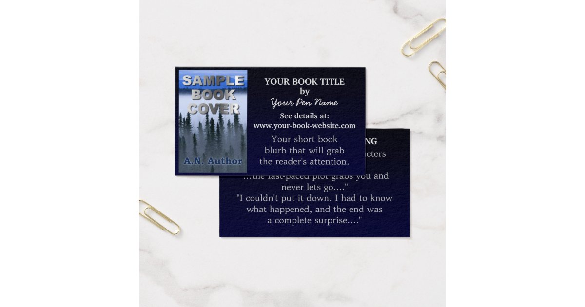 Writer Author Promotion Book Cover Blue Ombre Card | Zazzle