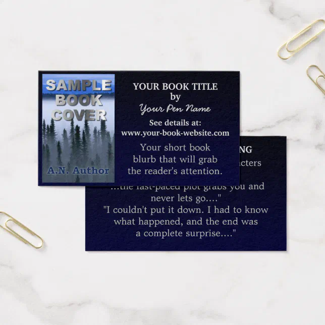 Writer Author Promotion Book Cover Blue Ombre Card | Zazzle