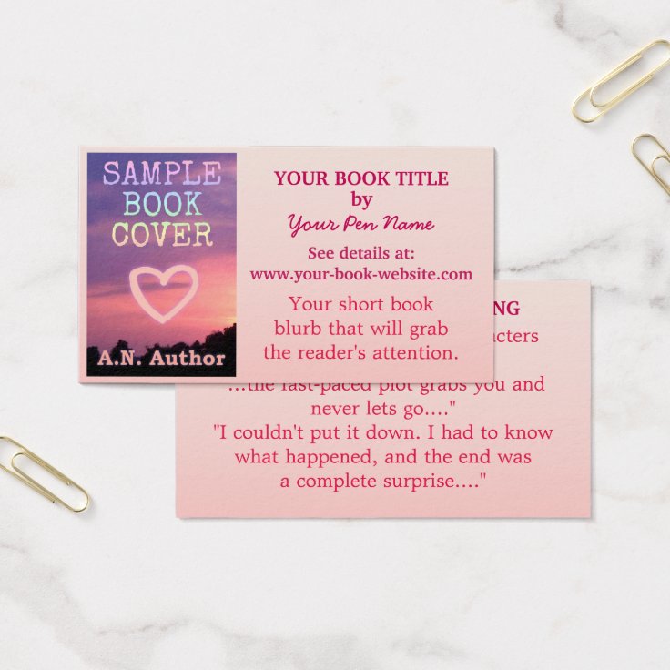 Writer Author Promotion Book Cover Pink White | Zazzle