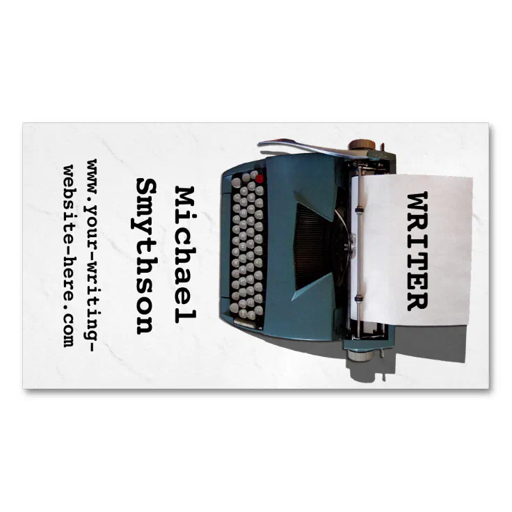 Writer Author Retro Typewriter on White Paper Magnetic Business Card ...