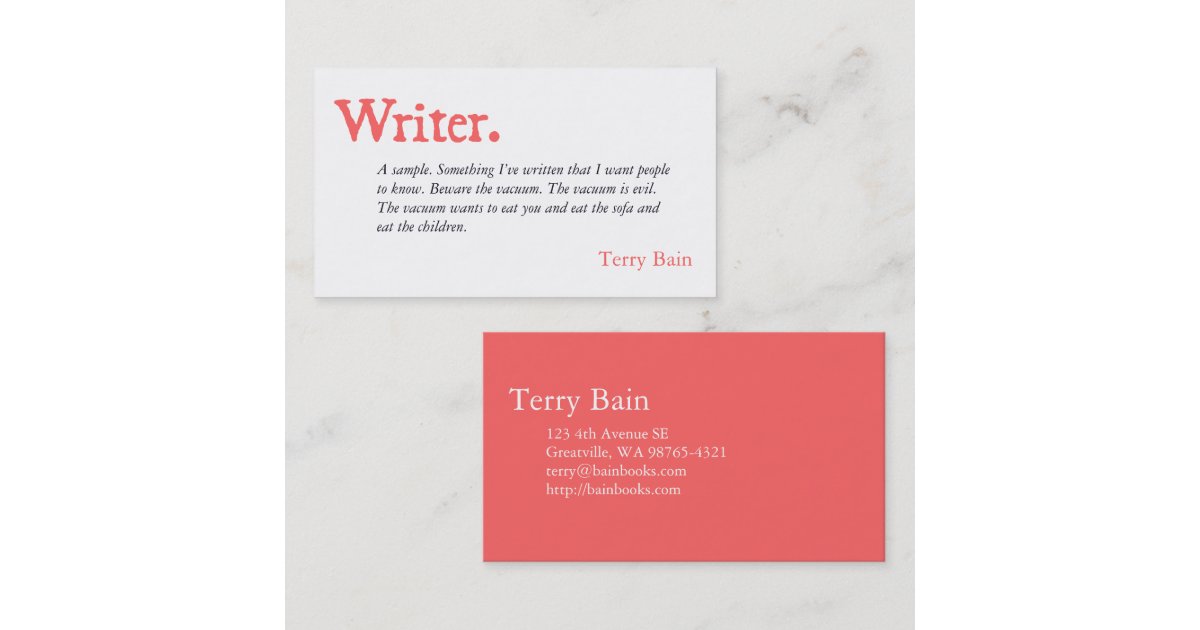 Writer Author Simple Word Business Card | Zazzle