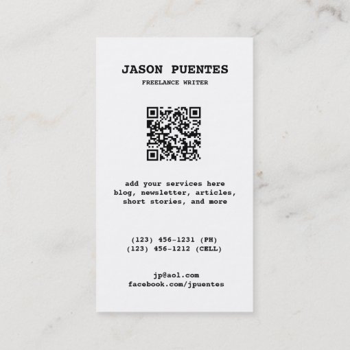 writer business card | Zazzle