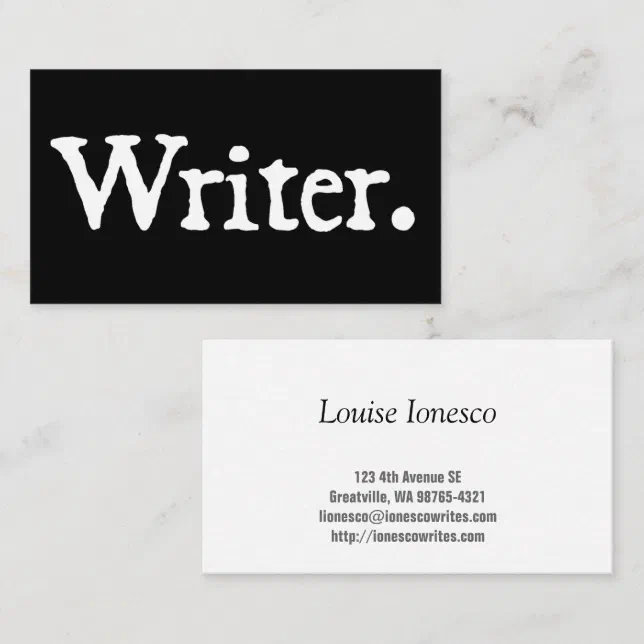 Writer Business Card | Zazzle